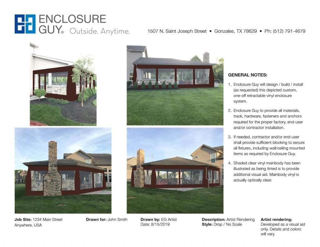 Sample Artist Renderings for Outdoor Patio Enclosures by Enclosure Guy